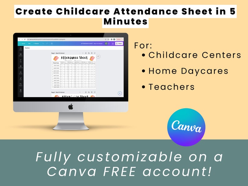 Back to School Daycare Attendance Log, Preschool Attendance Sheets ...