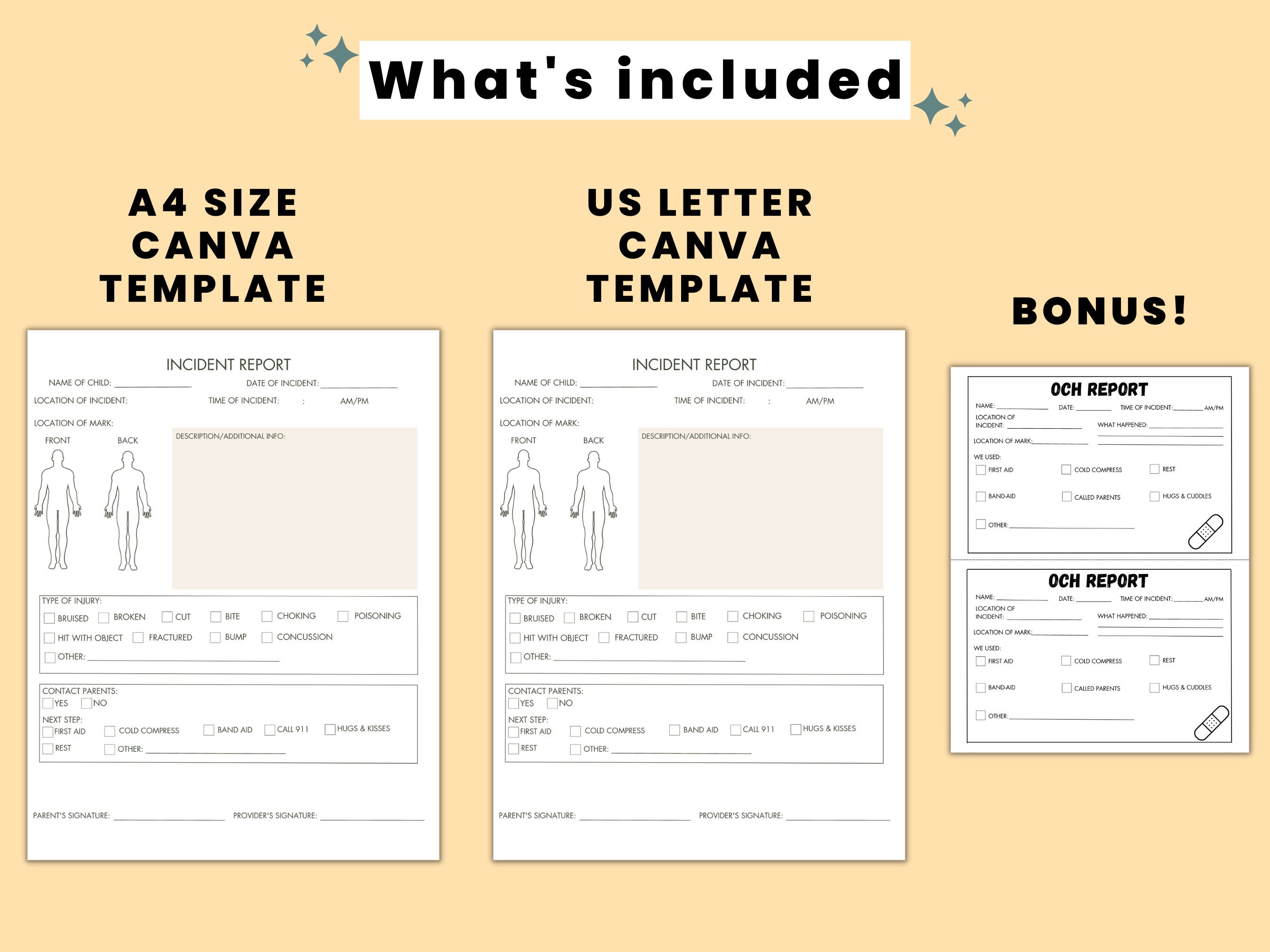 Incident Report Daycare Accident Report Form Home Daycare - Etsy