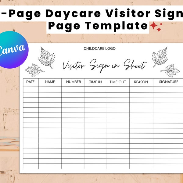 Daycare Visitor Template - Etsy