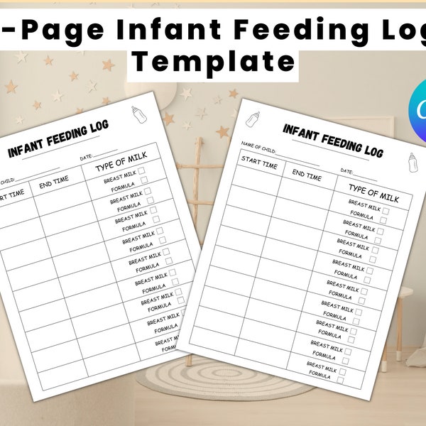 Baby Feeding Template - Etsy