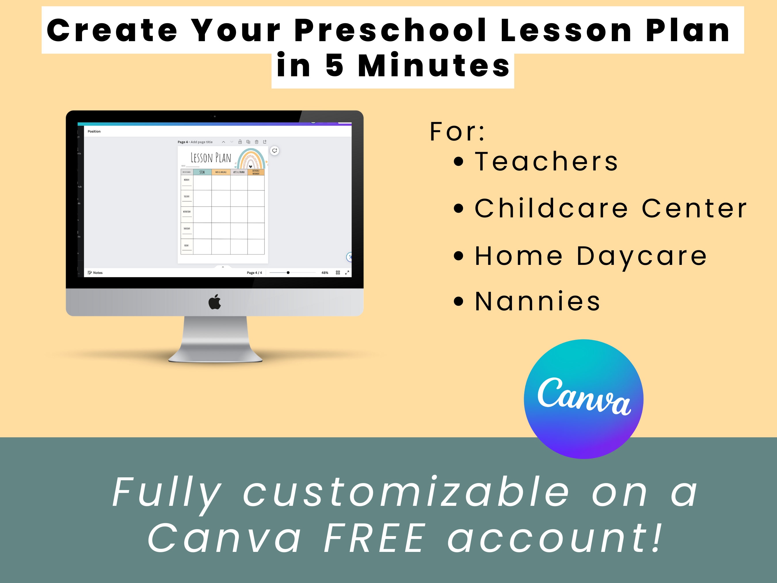 Daycare Lesson Plan, Early Childhood Teacher Lesson Plan Template, Pre ...