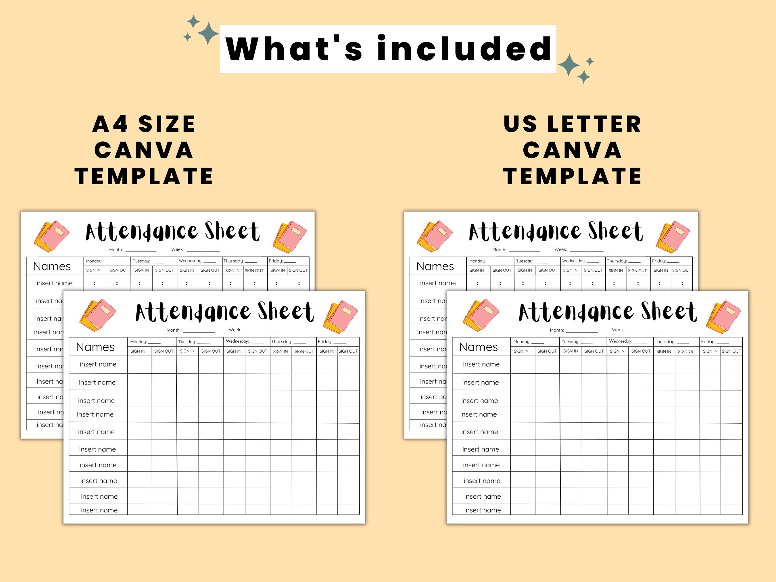 Back to School Daycare Attendance Log, Preschool Attendance Sheets ...