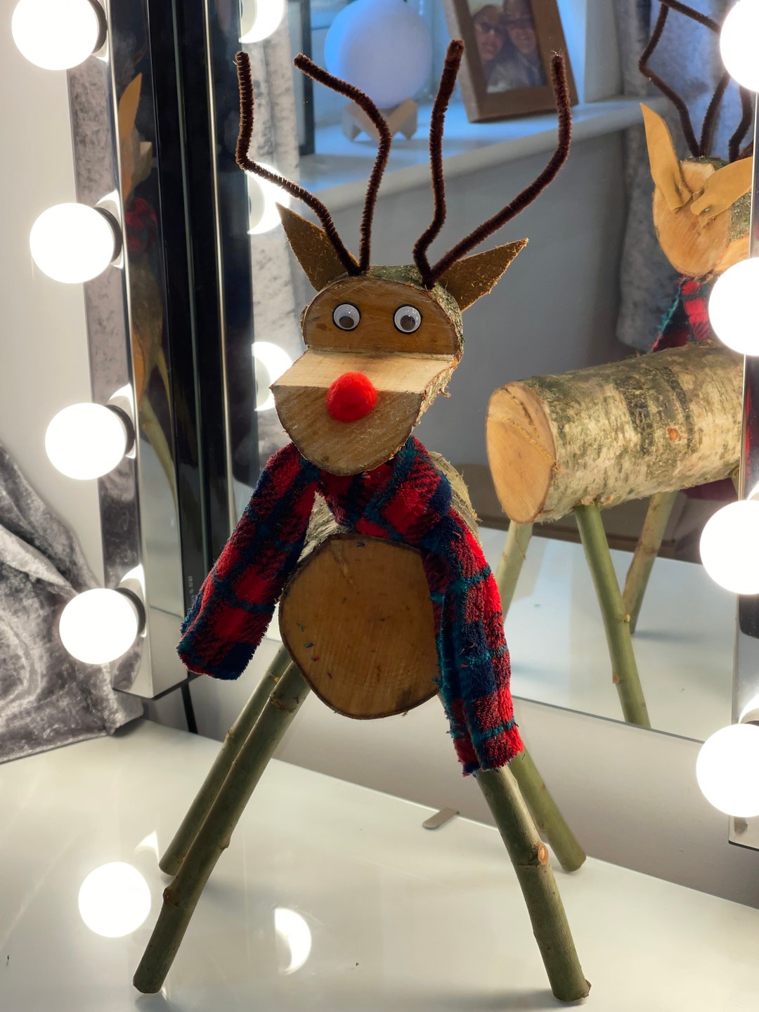 Handmade Christmas Log Reindeer - Etsy UK