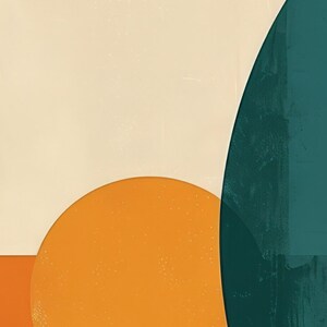 Mid Century Modern Poster Simple Shapes Orange Teal Vector Illustration ...