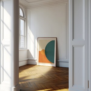 Mid Century Modern Poster Simple Shapes Orange Teal Vector Illustration ...