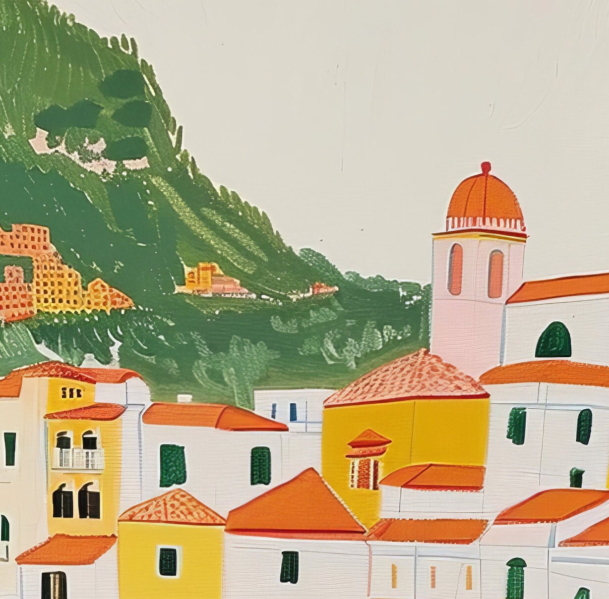 Amalfi Italian City Printable Wall Handpainted Matisse Pointillism ...