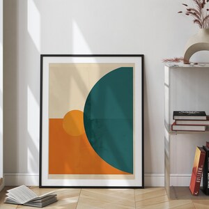 Mid Century Modern Poster Simple Shapes Orange Teal Vector Illustration ...