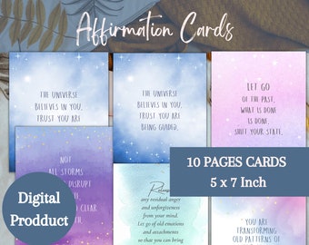 40 Neutral Colors Affirmation Cards, Printable Cards, Positivity Cards ...