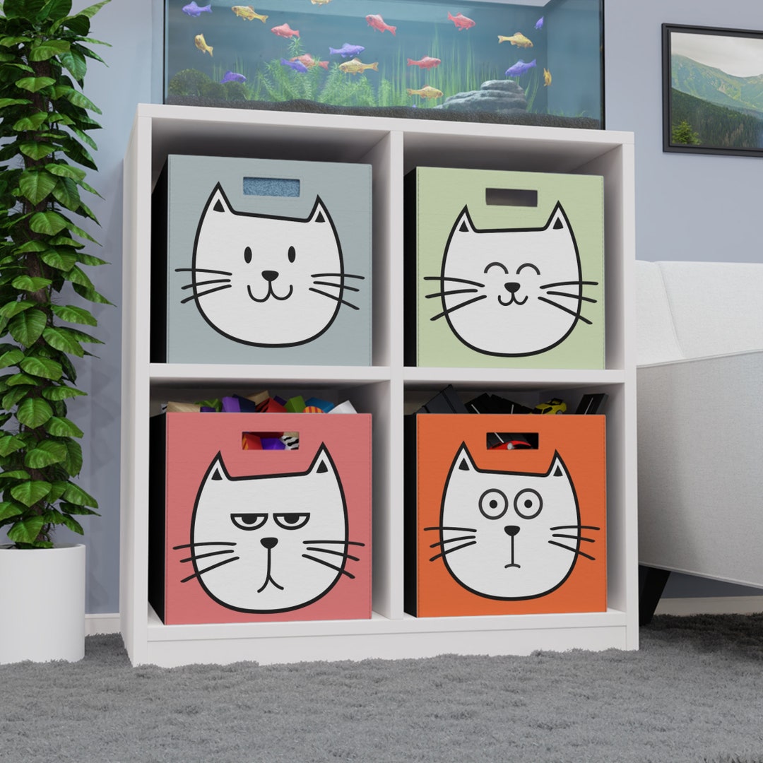 Minimalist Cartoon Cat Face Felt Storage Box Pet Toy Box Pet - Etsy
