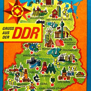 German Tourist Map. Vintage Fine Art Postcard - Etsy