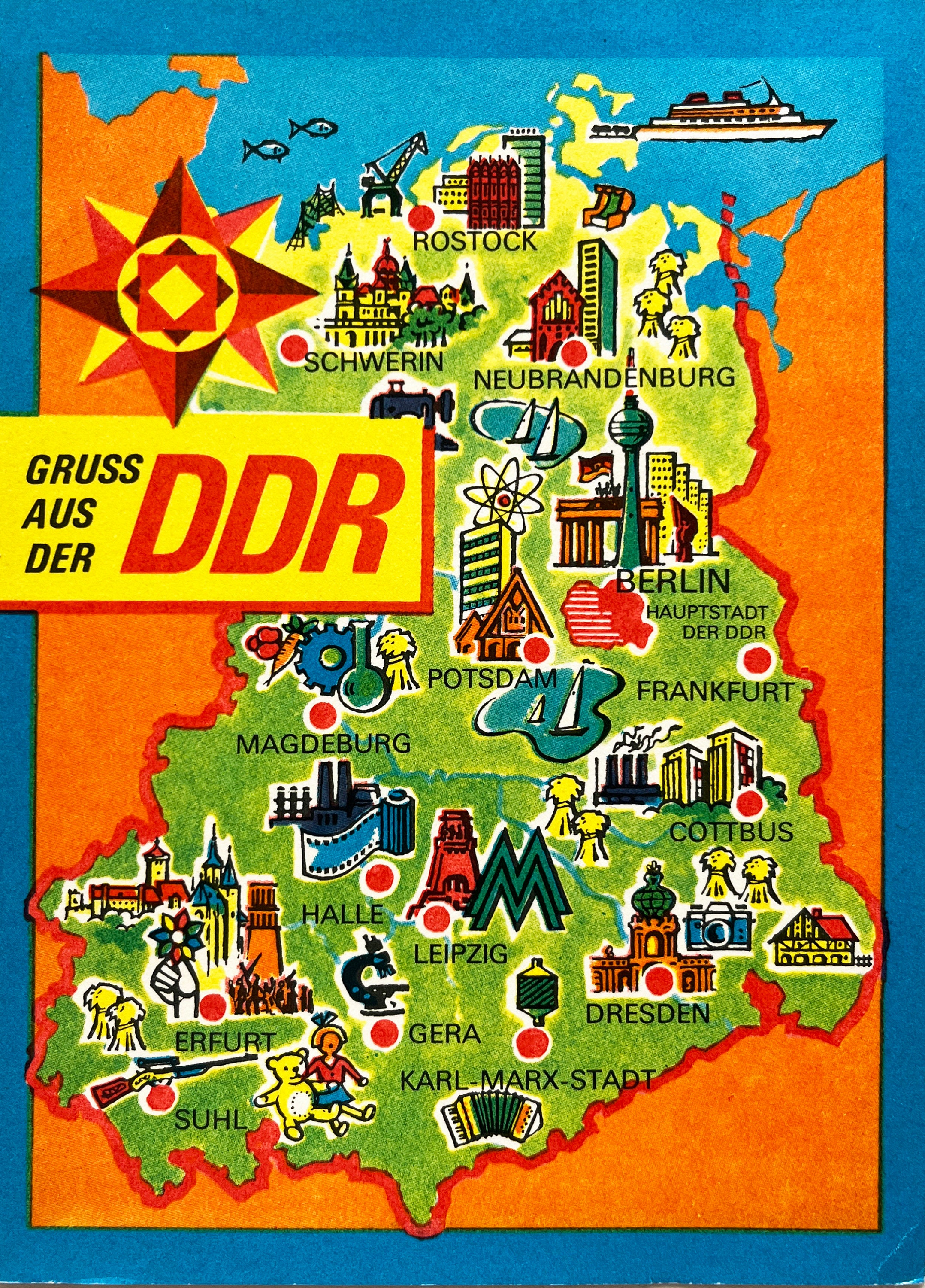 German Tourist Map. Vintage Fine Art Postcard - Etsy