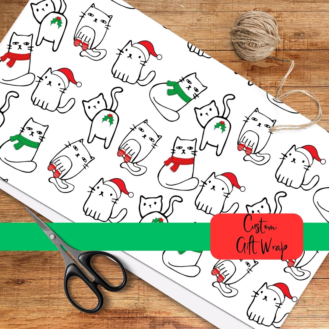 Wrapping Paper Christmas Cats Holiday Gift Wrap Cat People - Etsy