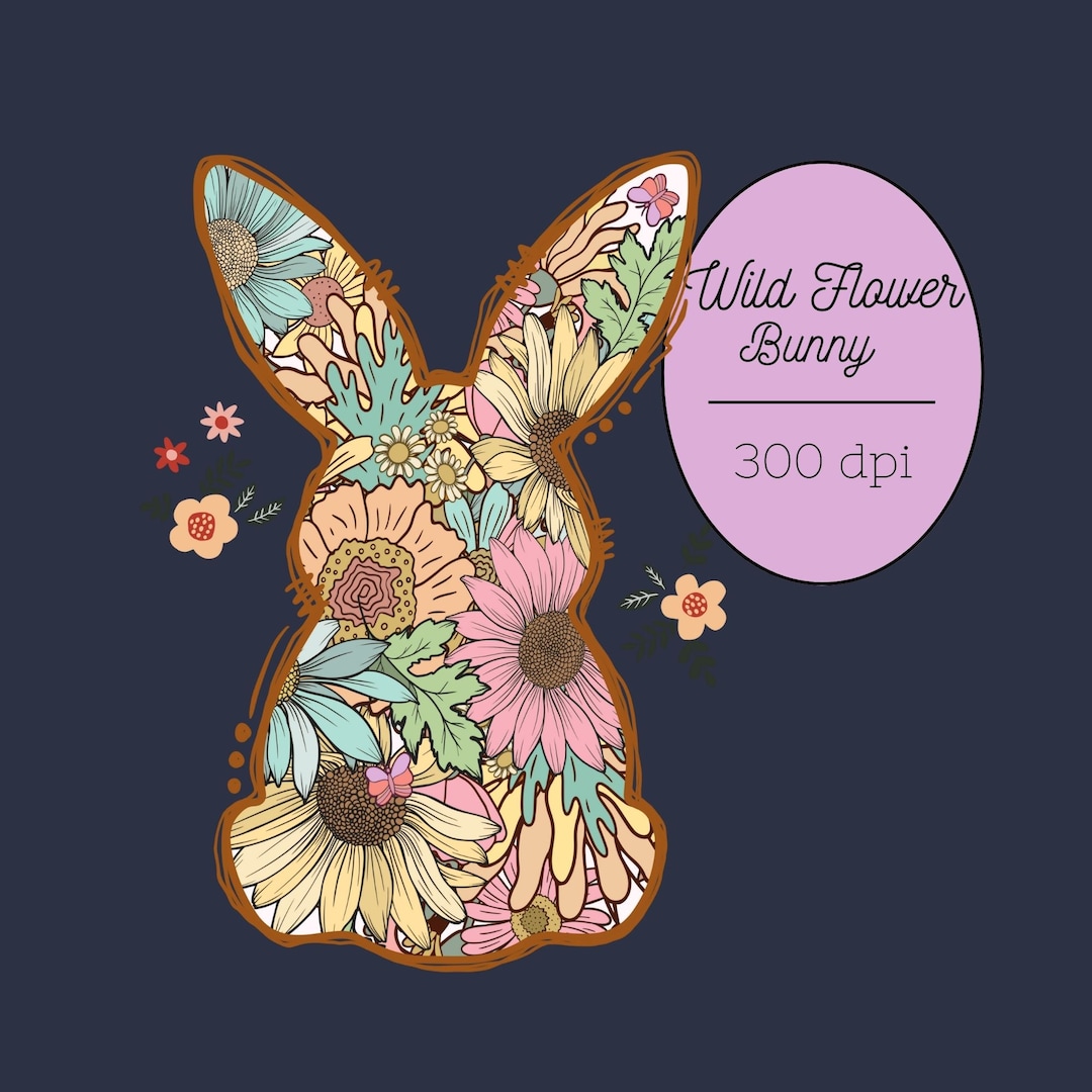 Wildflower Easter Bunny Png Boho Bunny Easter Clipart Digital Flower ...