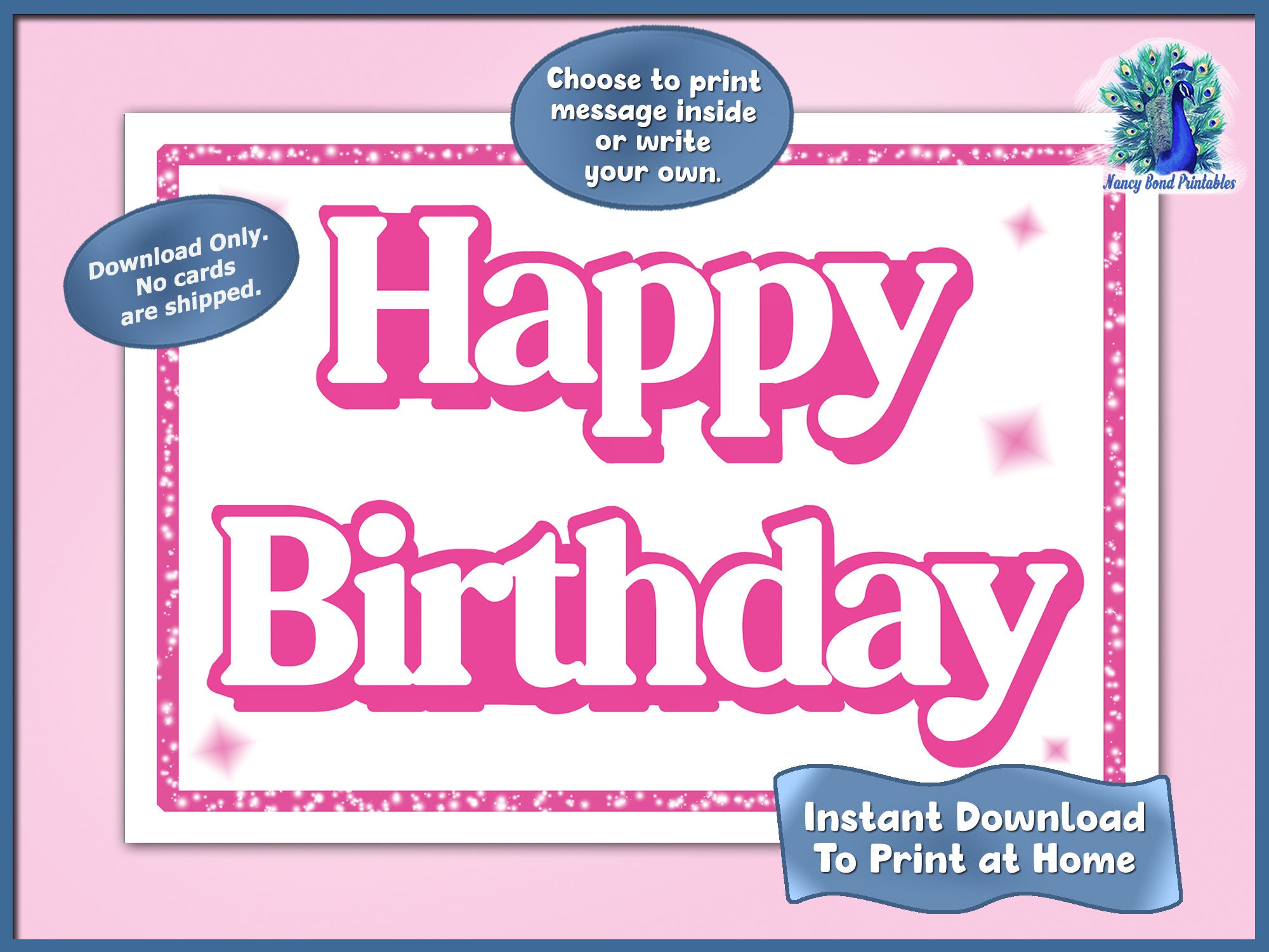 Happy Birthday Barbie Look Download 5x7 Card PDF to Print at Home ...
