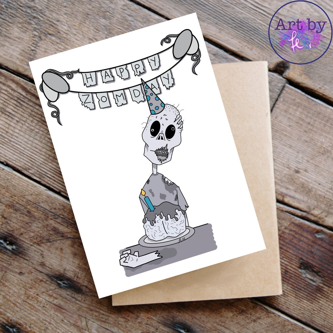 Zombie Greetings Card Birthday Card High Quality Print - Etsy