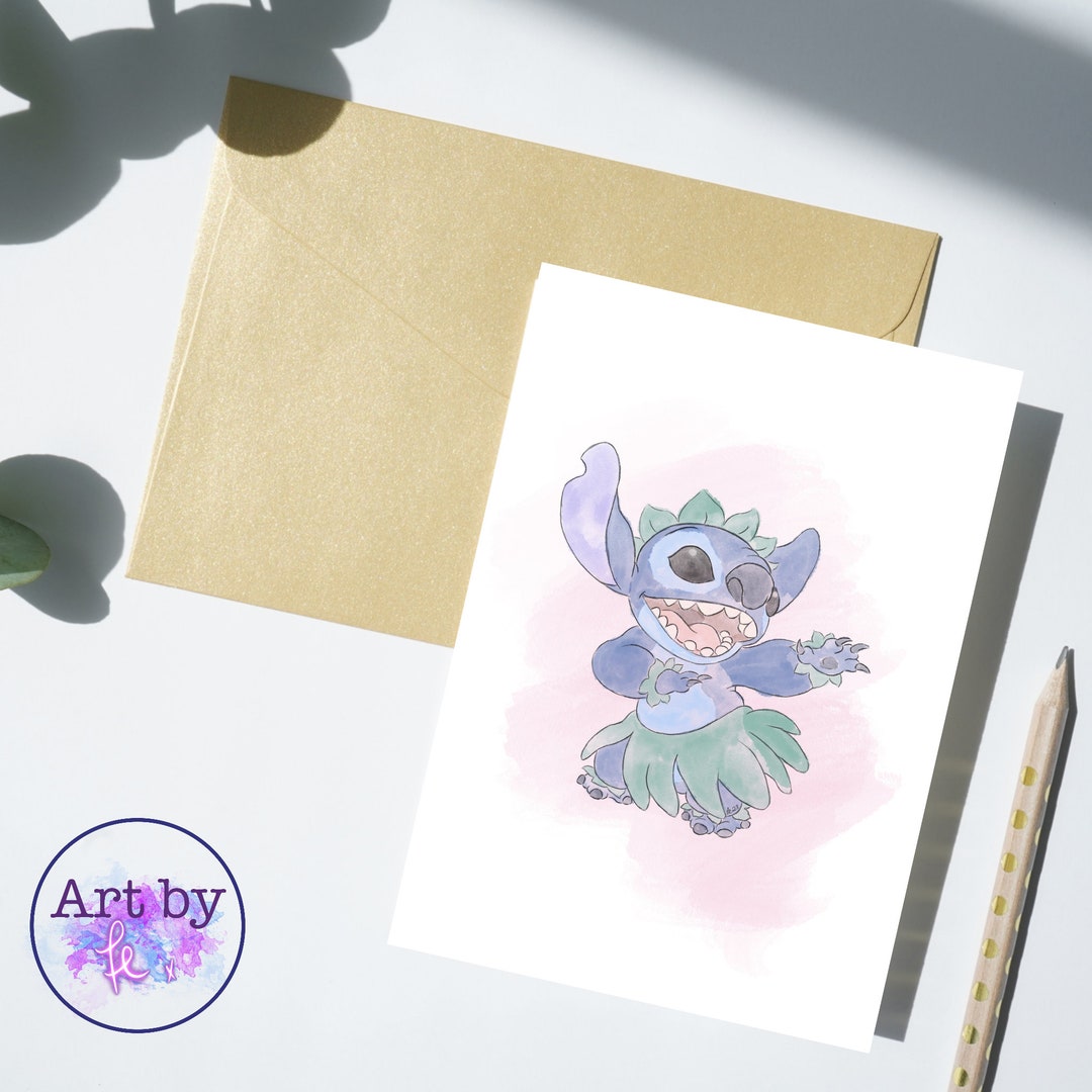 Stitch Greetings Card Birthday Card High Quality Print - Etsy