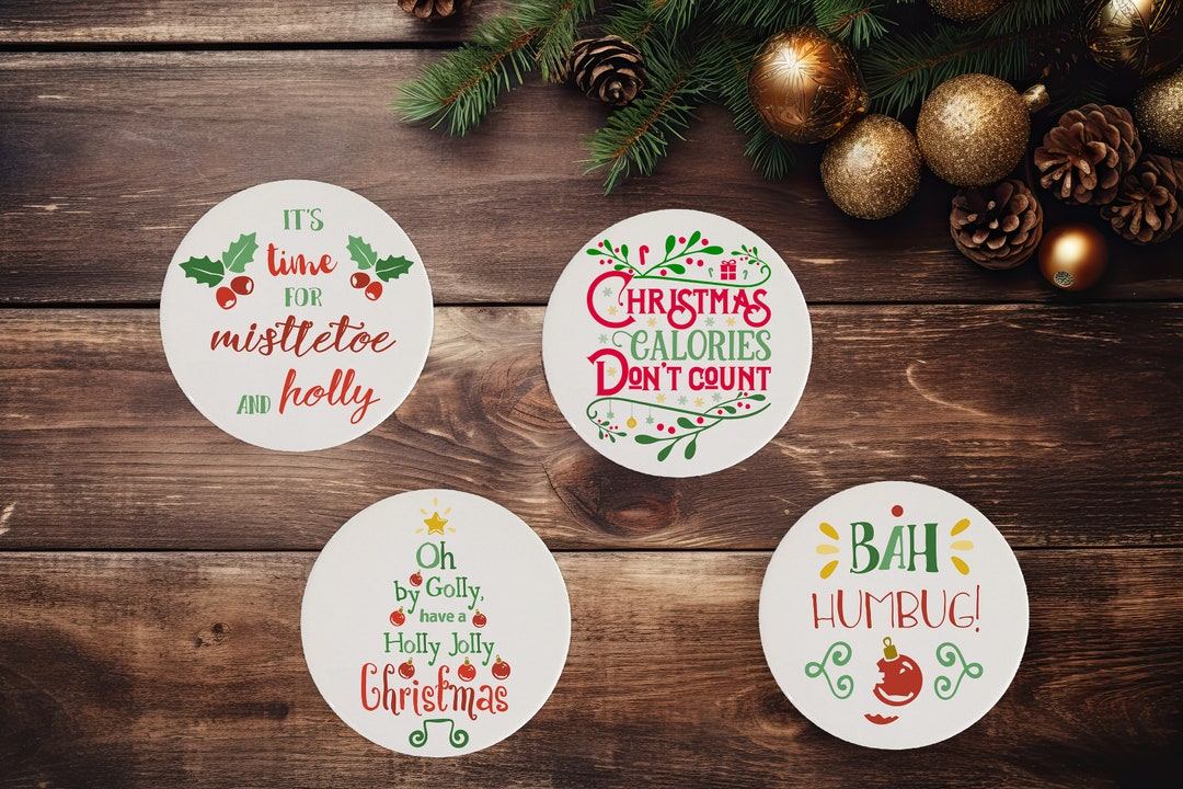 Ceramic Christmas Coasters Set of 4 - Etsy