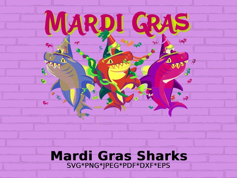 Mardi Gras Sharks SVG, Mardi Gras PNG Sublimation File, Mardi Gras ...