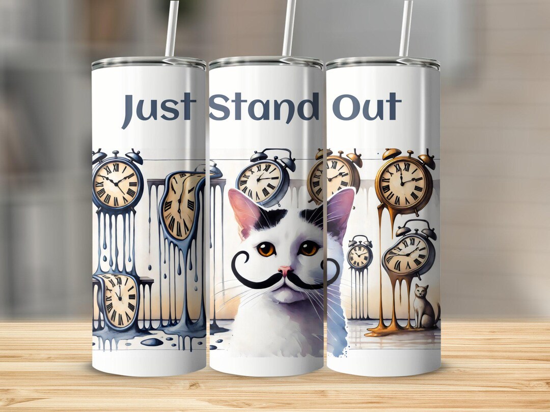 Cat With Mustache Sublimation Design, Just Stand Out Tumbler Wrap, 20oz ...