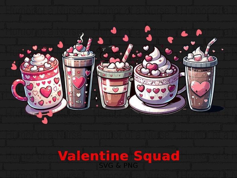Coffee Cup Clipart Cute Love Themed, Digital Valentines Day Drink ...