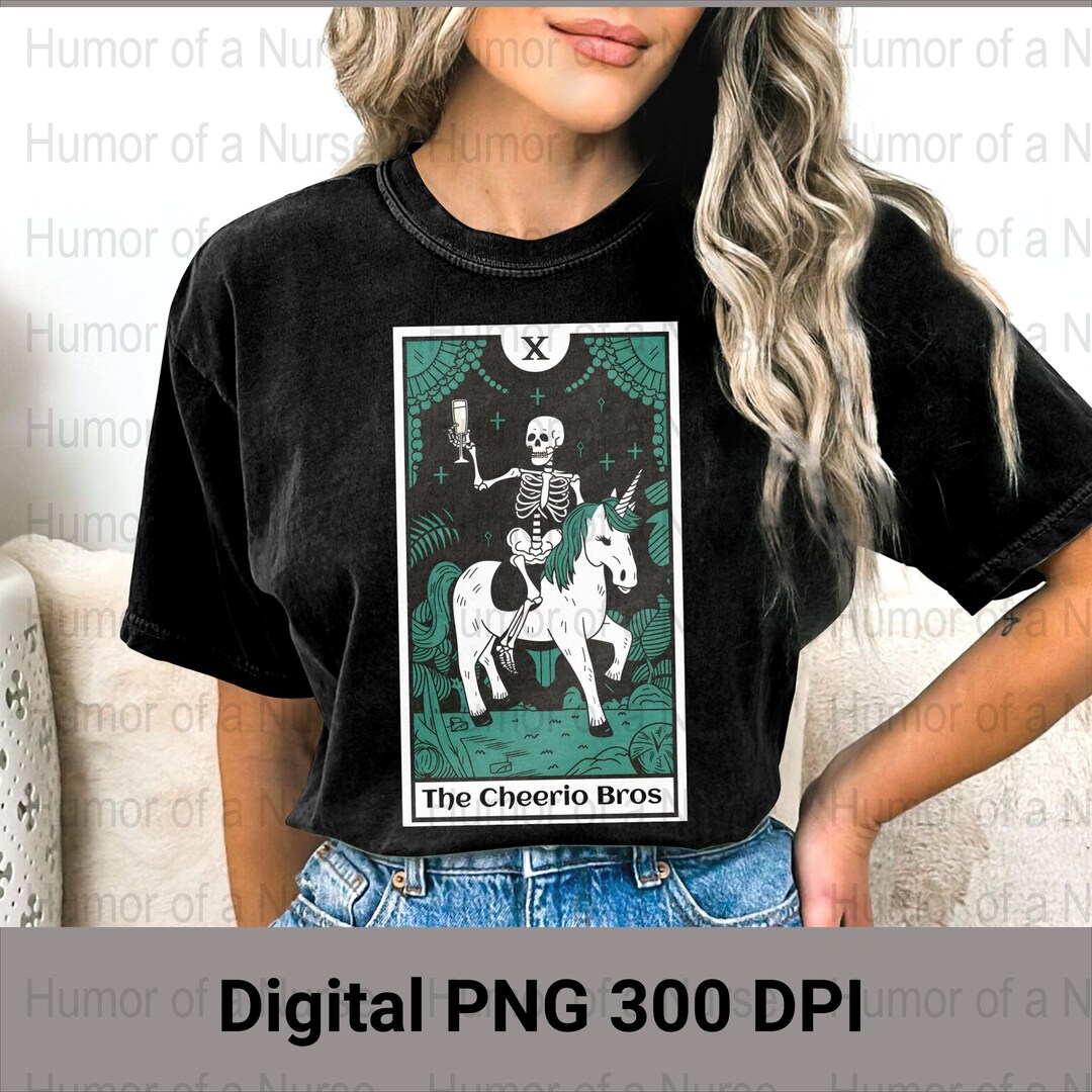 The Cheerio Digital Tarot Card PNG, Skeleton Unicorn Illustration ...