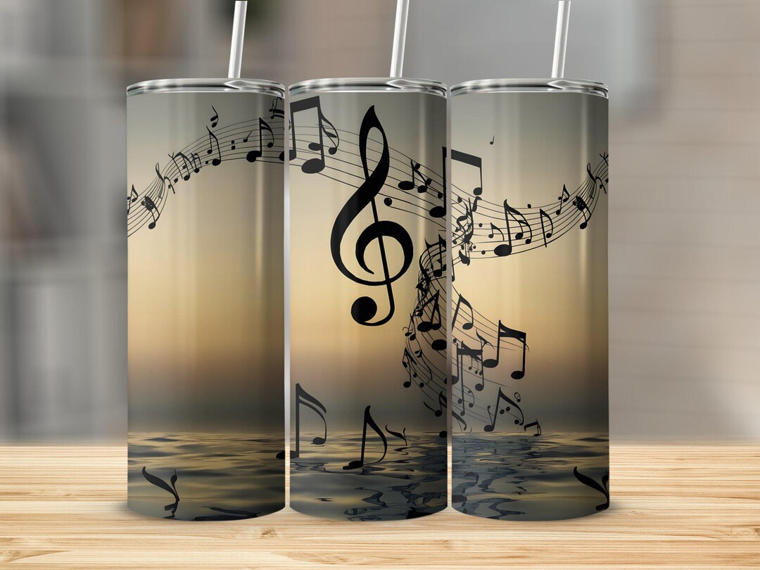Musical Notes Tumbler Wrap, Music Lover Sublimation Design, 20oz Skinny ...