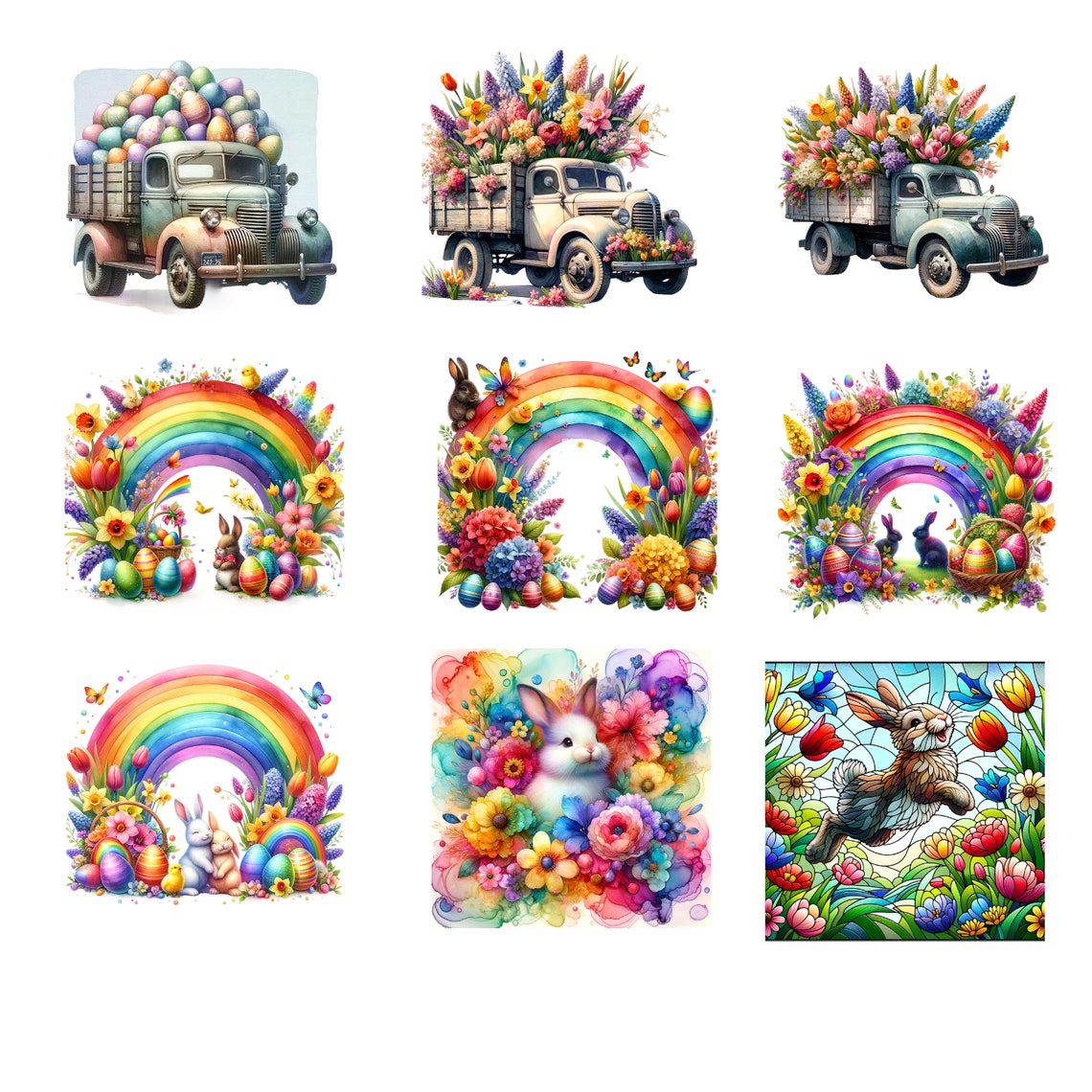 Easter Clipart Bundle, 50 PNG SVG Files, Easter Bunny Clipart, Easter ...