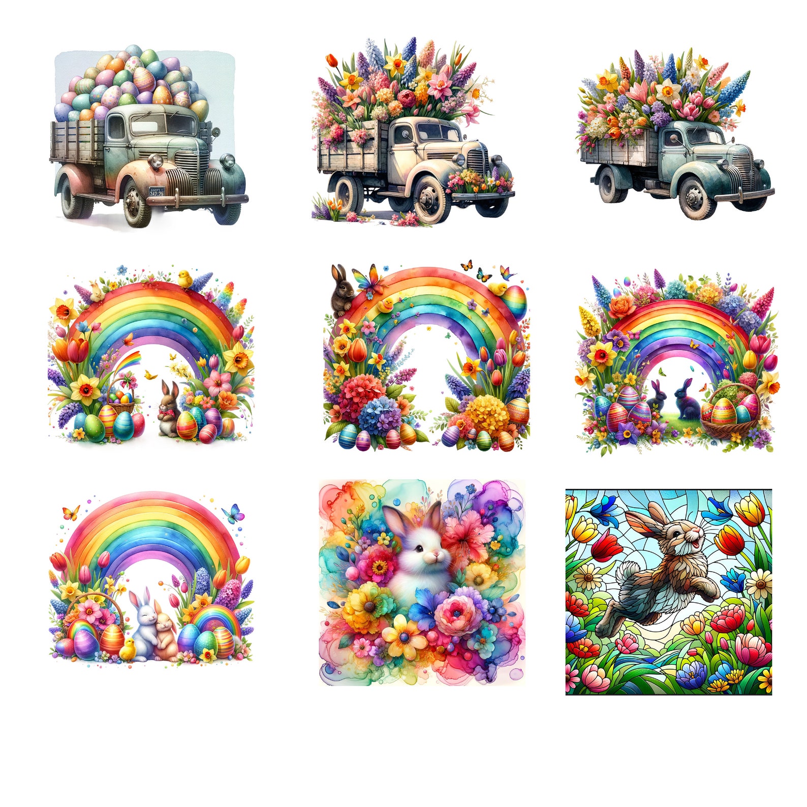 Easter Clipart Bundle, 50 PNG SVG Files, Easter Bunny Clipart, Easter ...