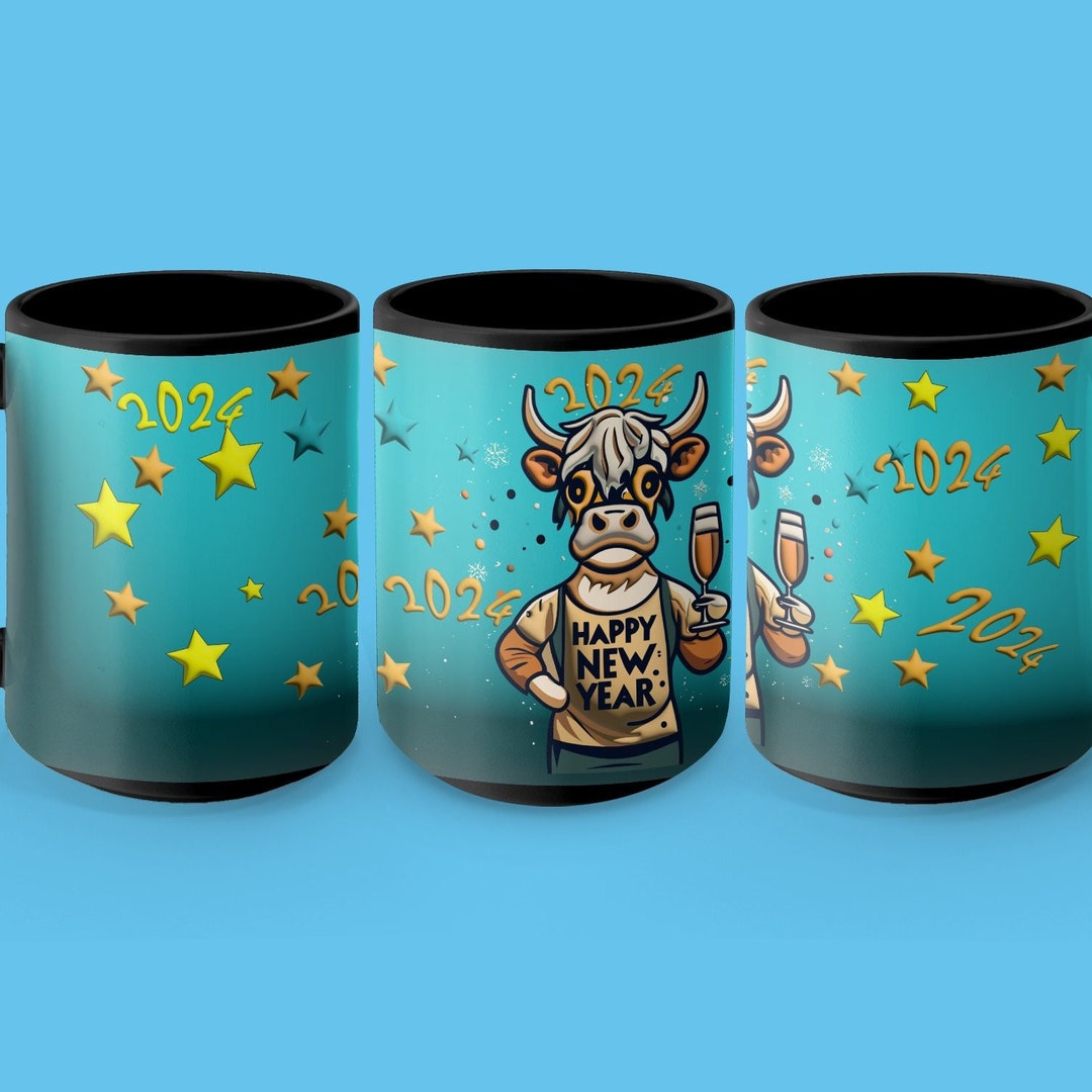 Inflation 3D Highland Cow PNG Happy New Year 2024 Happy - Etsy