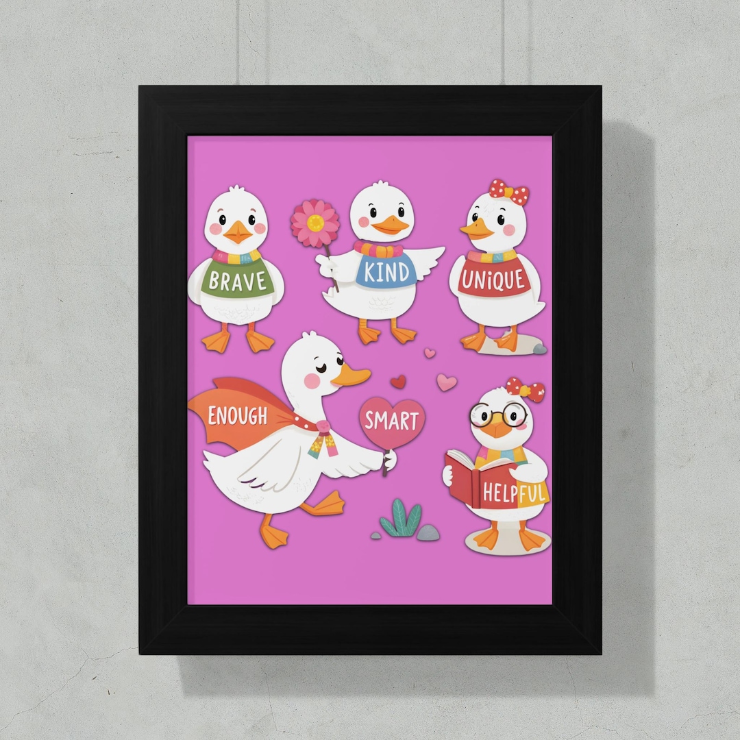 Cute Duck Digital Print, PNG, Pink Blue Transparent Background ...