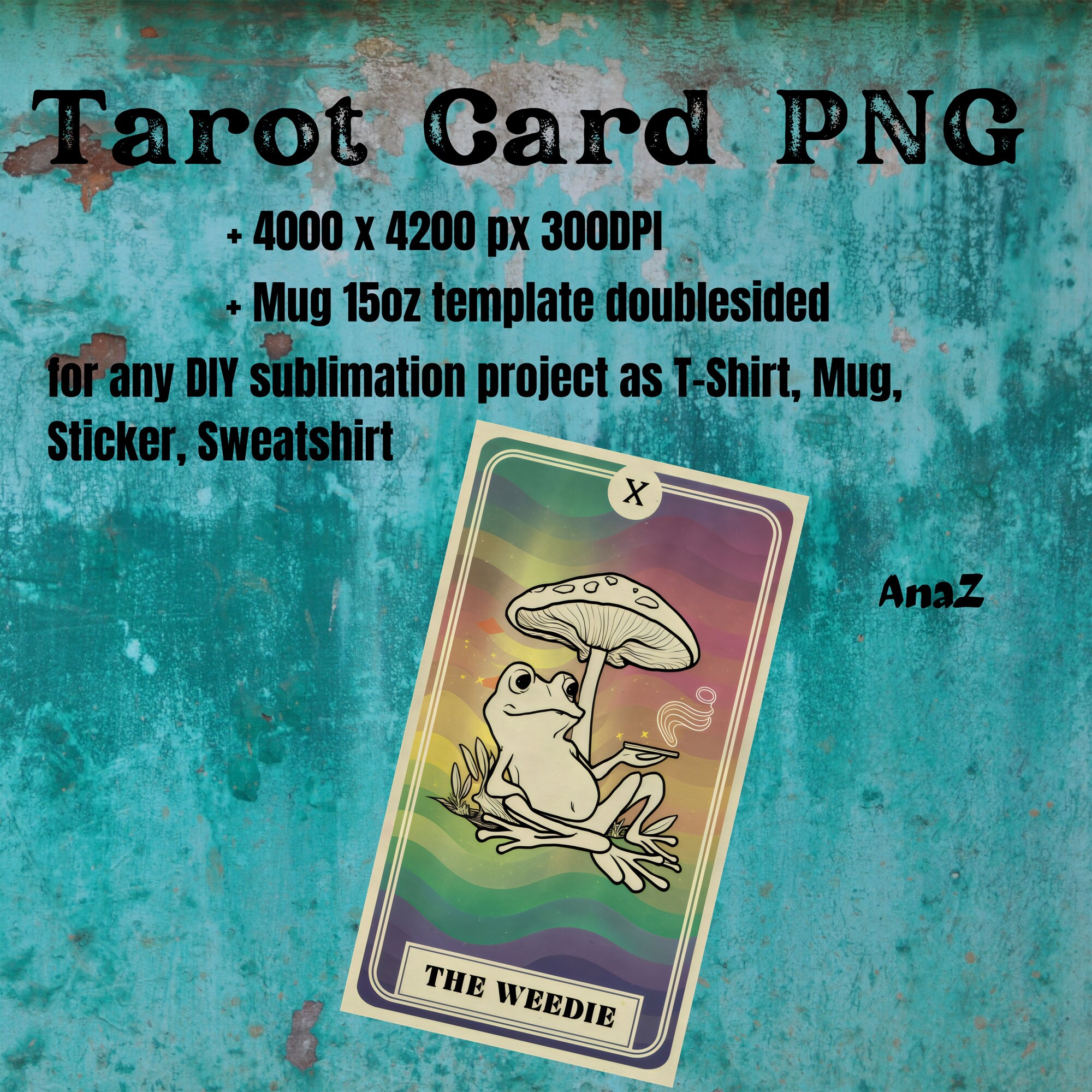 The Weedie, Psychedelic Frog Tarot Card, Digital PNG, Mystical Toad ...