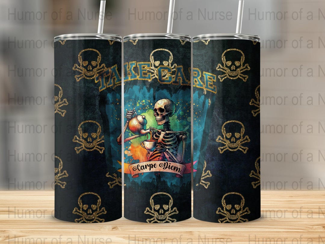 Skull Skeleton Bootleg Graphic PNG, Take Care Design Carpe Diem Art ...