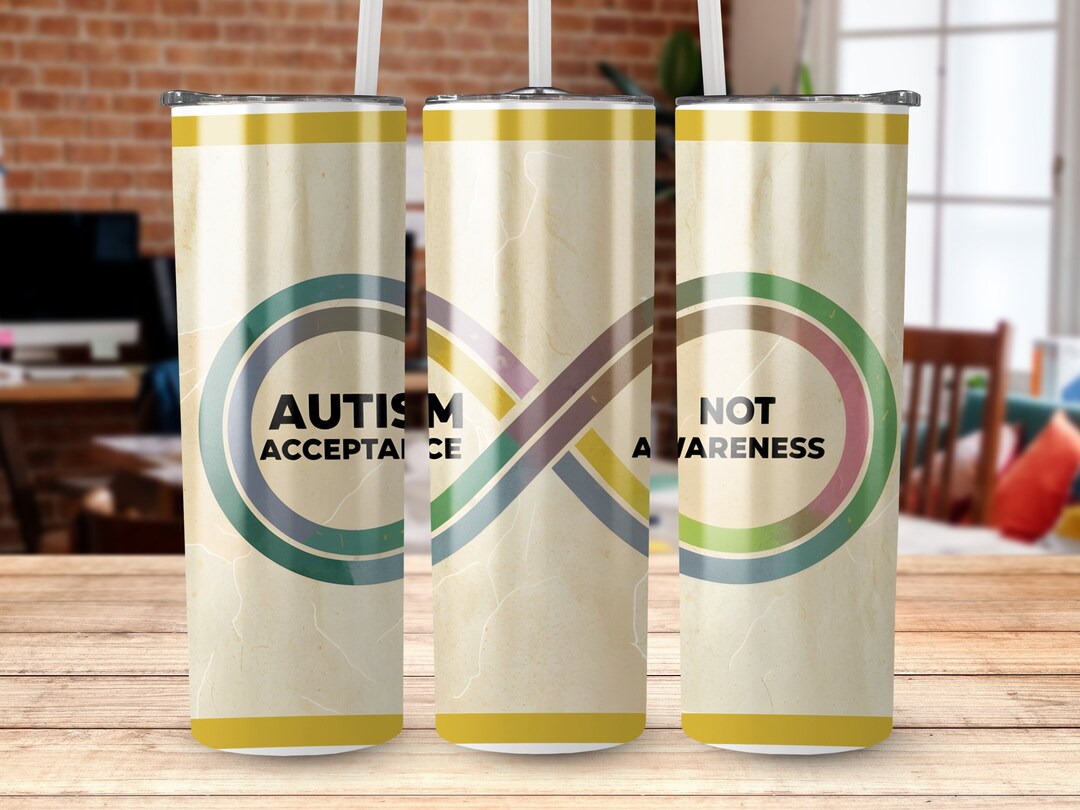 Autism Acceptance Infinity Symbol 20oz Skinny Tumbler Wrap, Digital ...