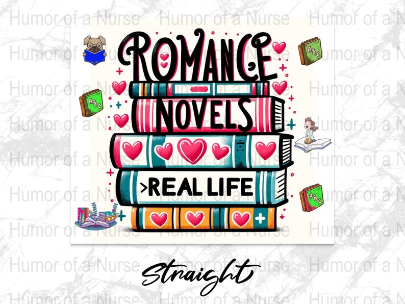 Romance Novels Real Life Book Stack Digital Art for 20oz Skinny Tumbler ...