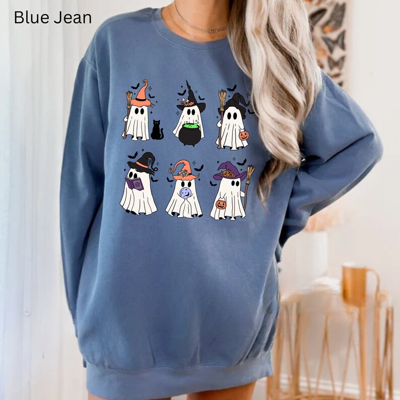 Spooky Cute Ghost Sweatshirt Halloween Ghost Sweater Cute Ghost Sweater ...