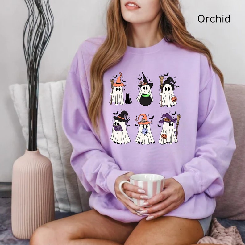 Spooky Cute Ghost Sweatshirt Halloween Ghost Sweater Cute Ghost Sweater ...