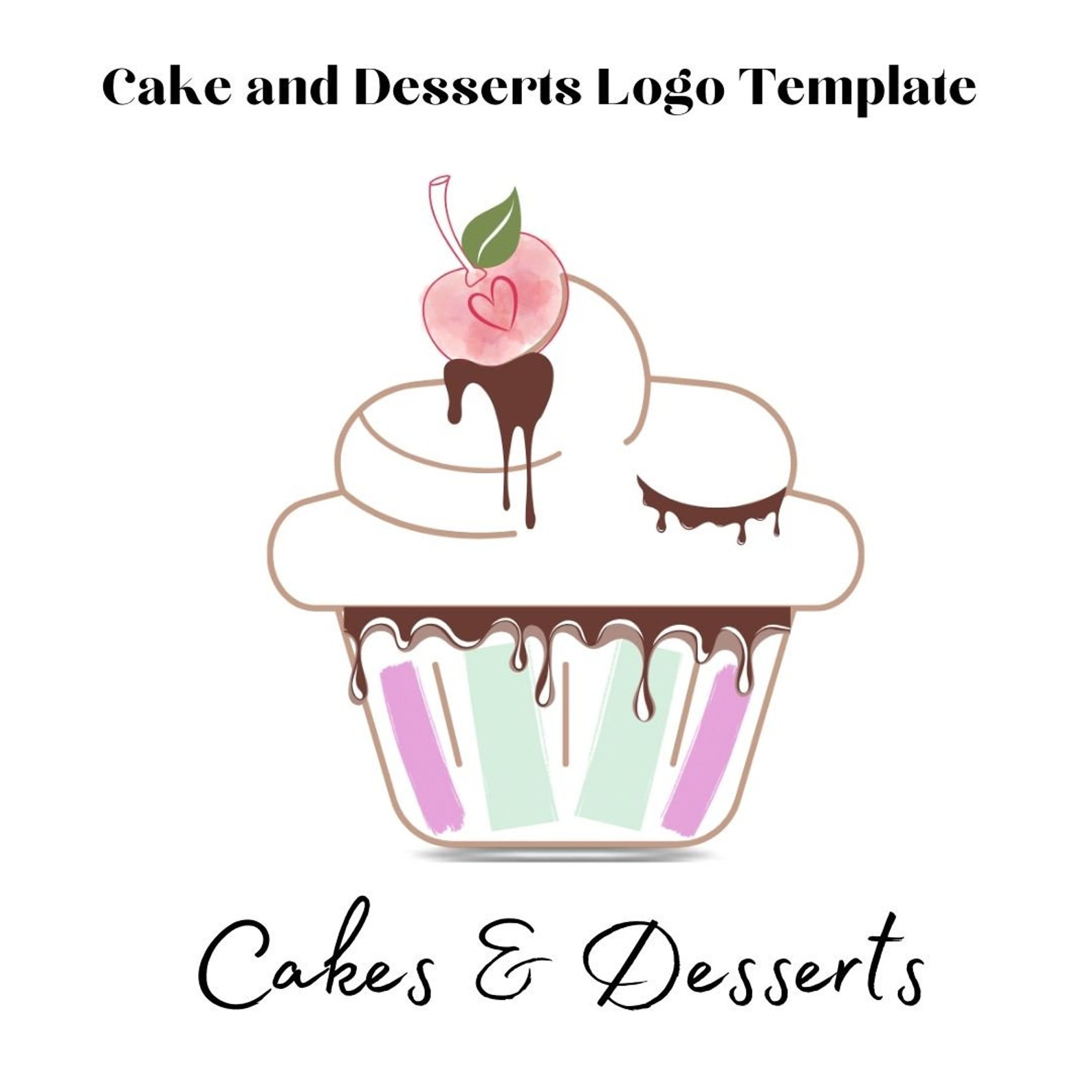 Cakes and Desserts Logo, Editable Cakes and Desserts Canva Logo, Cakes ...