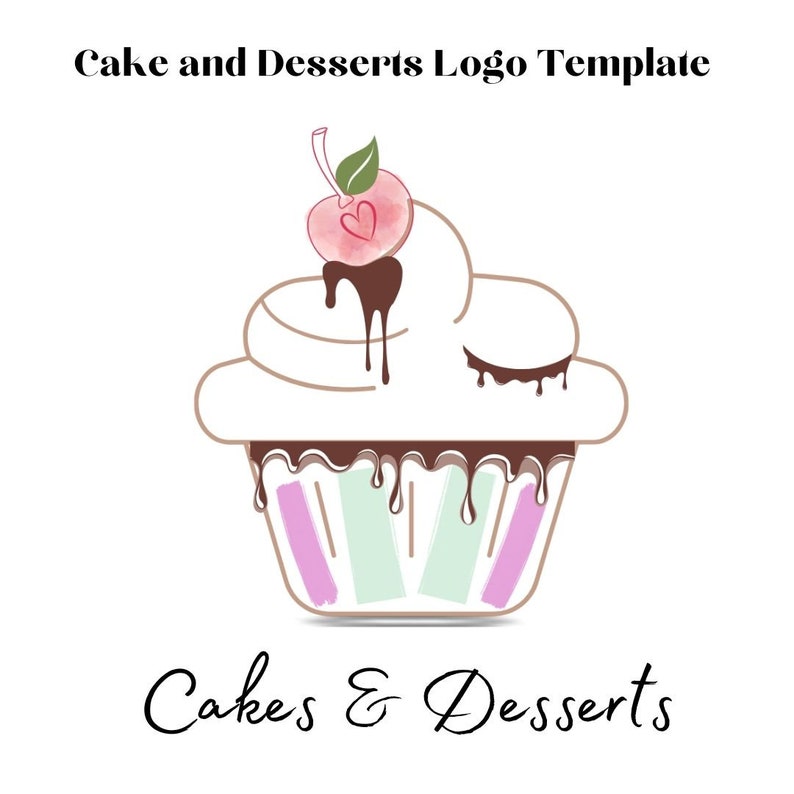 Cakes and Desserts Logo, Editable Cakes and Desserts Canva Logo, Cakes ...