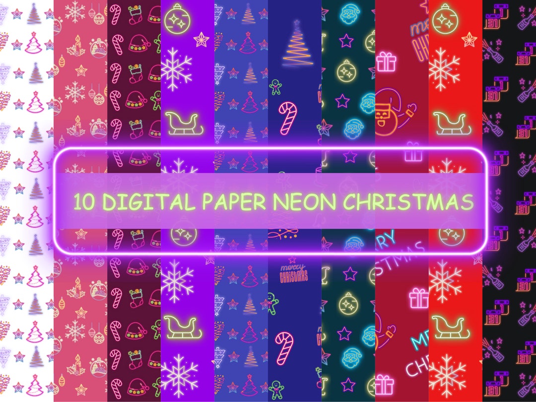 Neon Christmas Digital Paper | 10 Digital Papers | Different Background ...