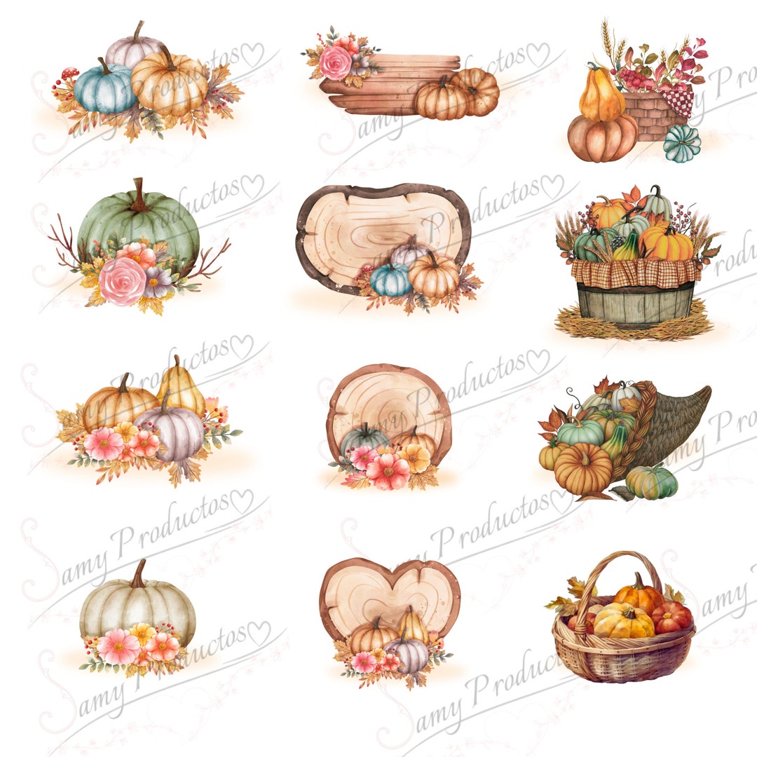 Thanksgiving Clipart PNG Bundle - Etsy