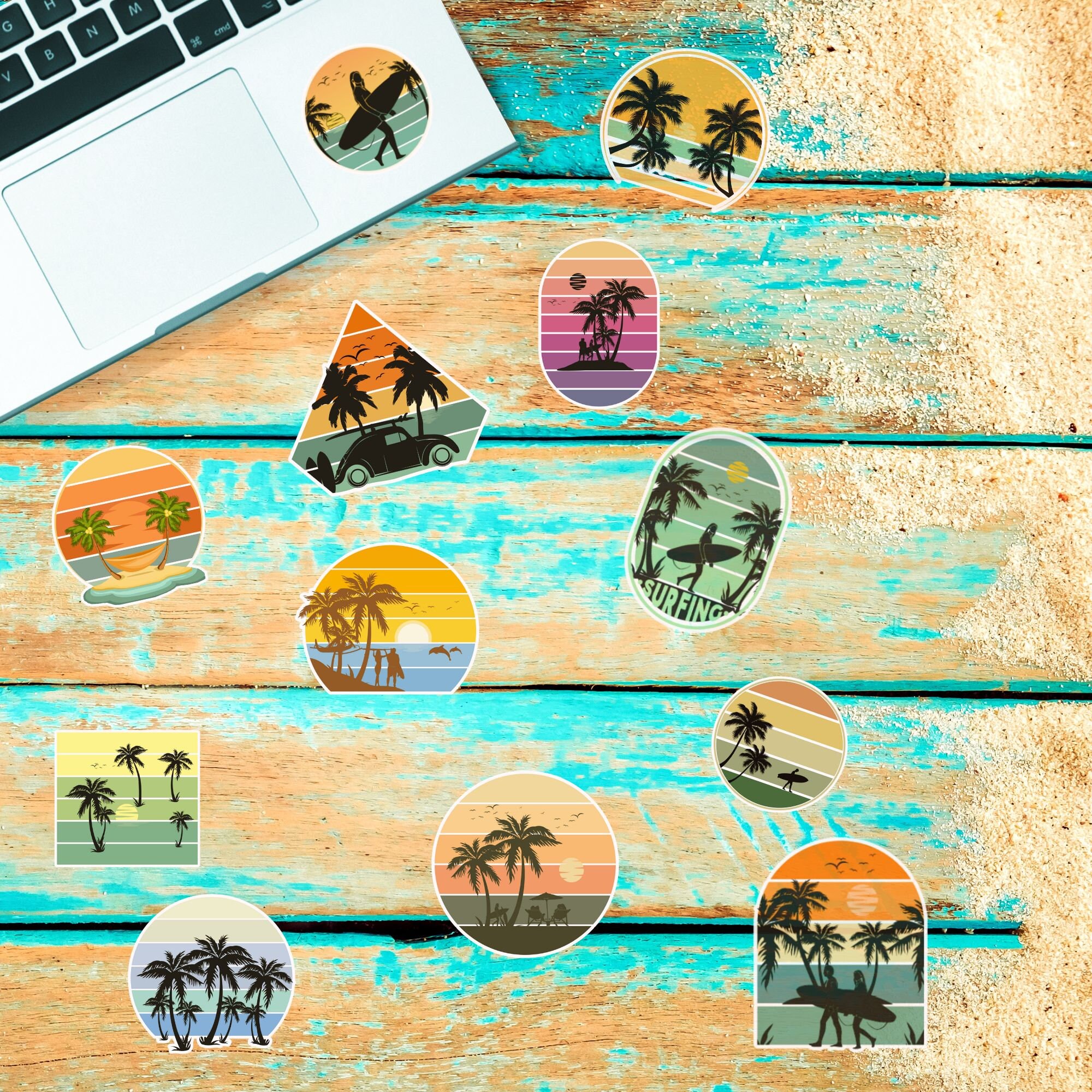 Beach Sunrise Summer PNG Stickers Bundle. - Etsy
