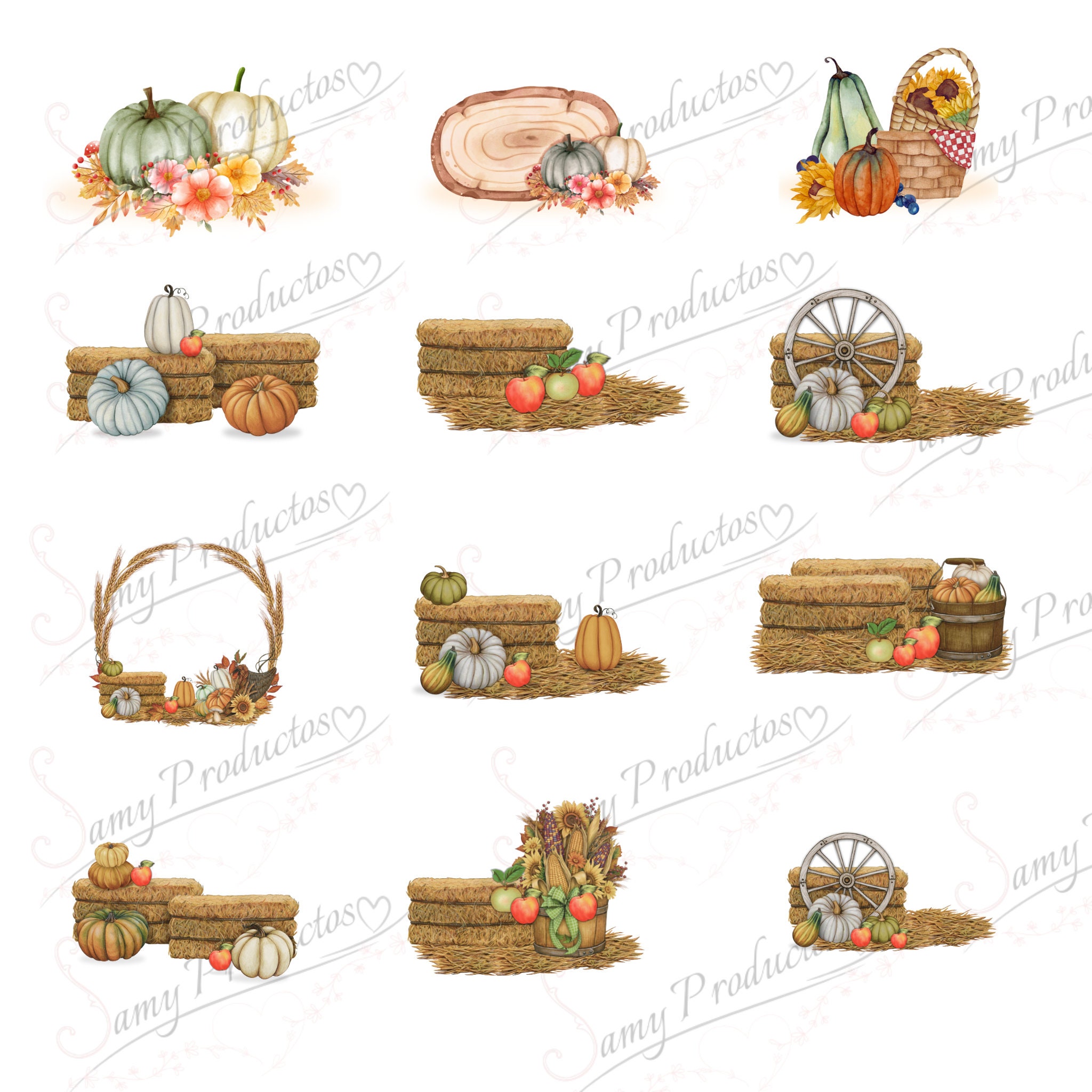 Thanksgiving Clipart PNG Bundle - Etsy