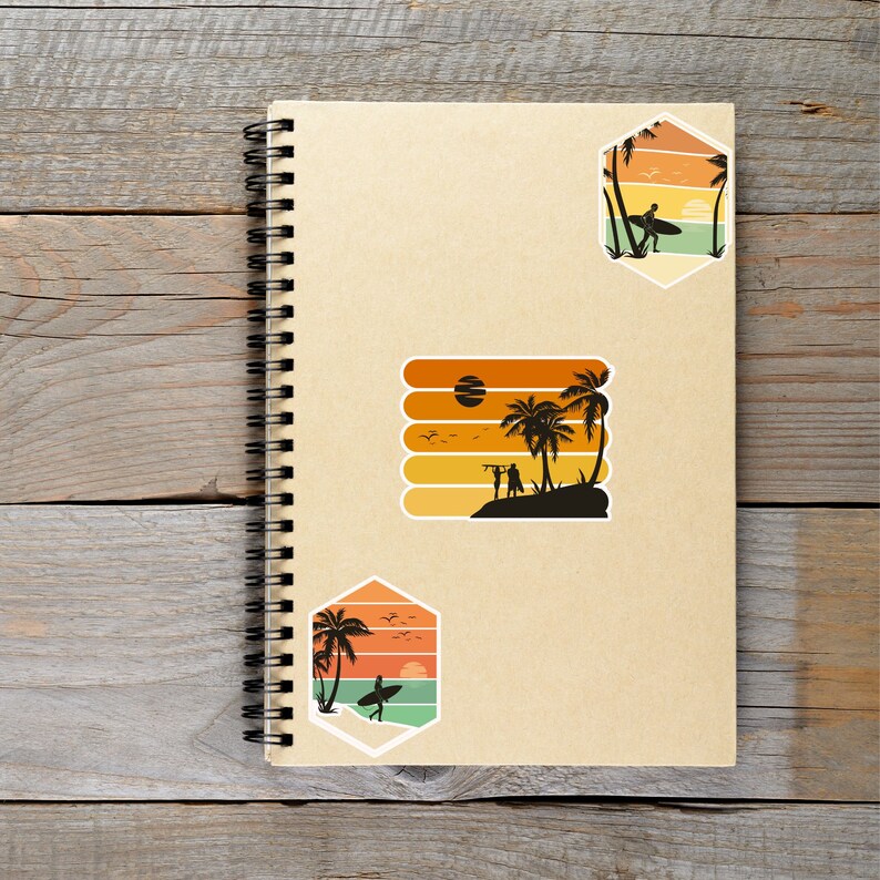 Beach Sunrise Summer PNG Stickers Bundle. - Etsy