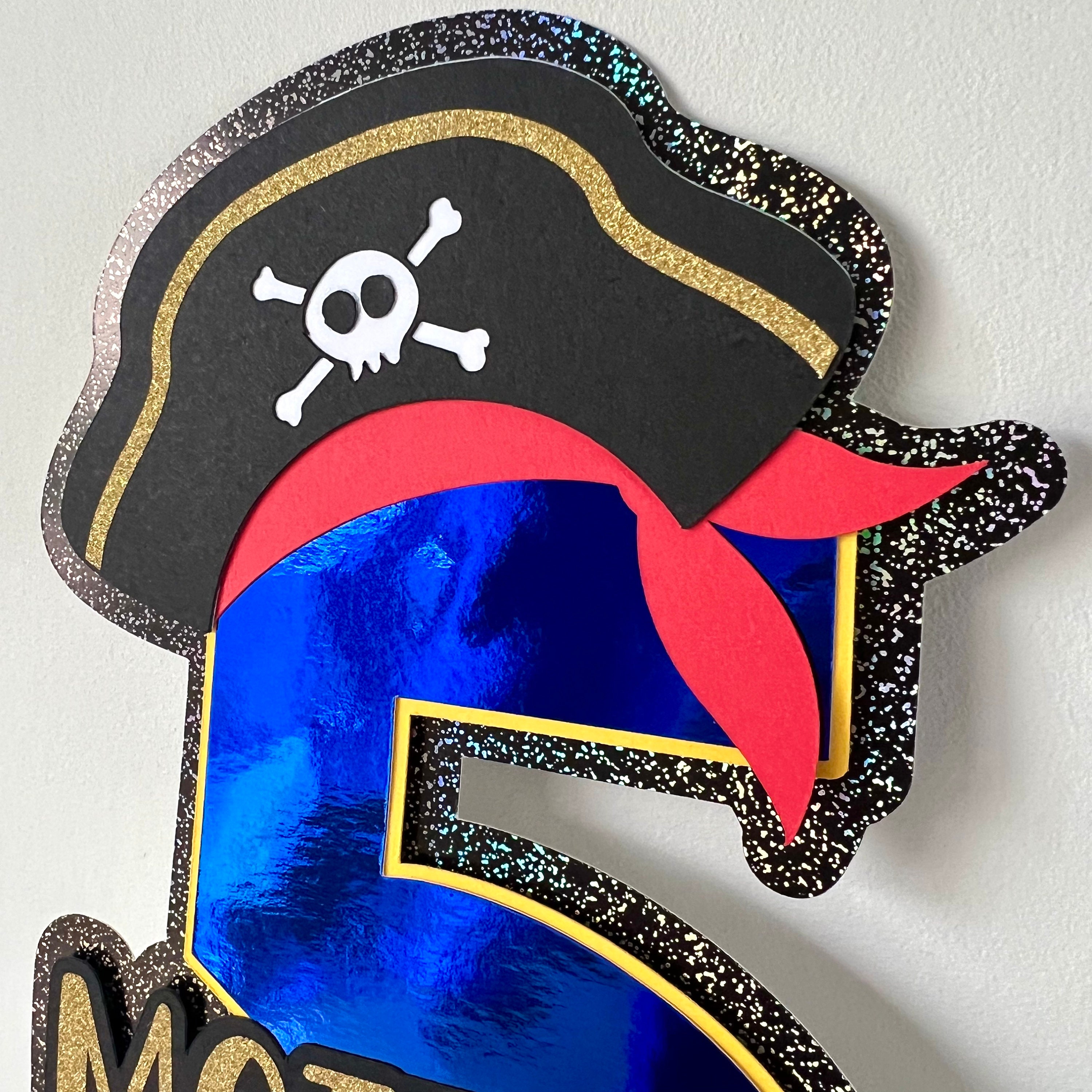 Pirate Theme Birthday Cake Topper Personalised, Any Name Any Age ...