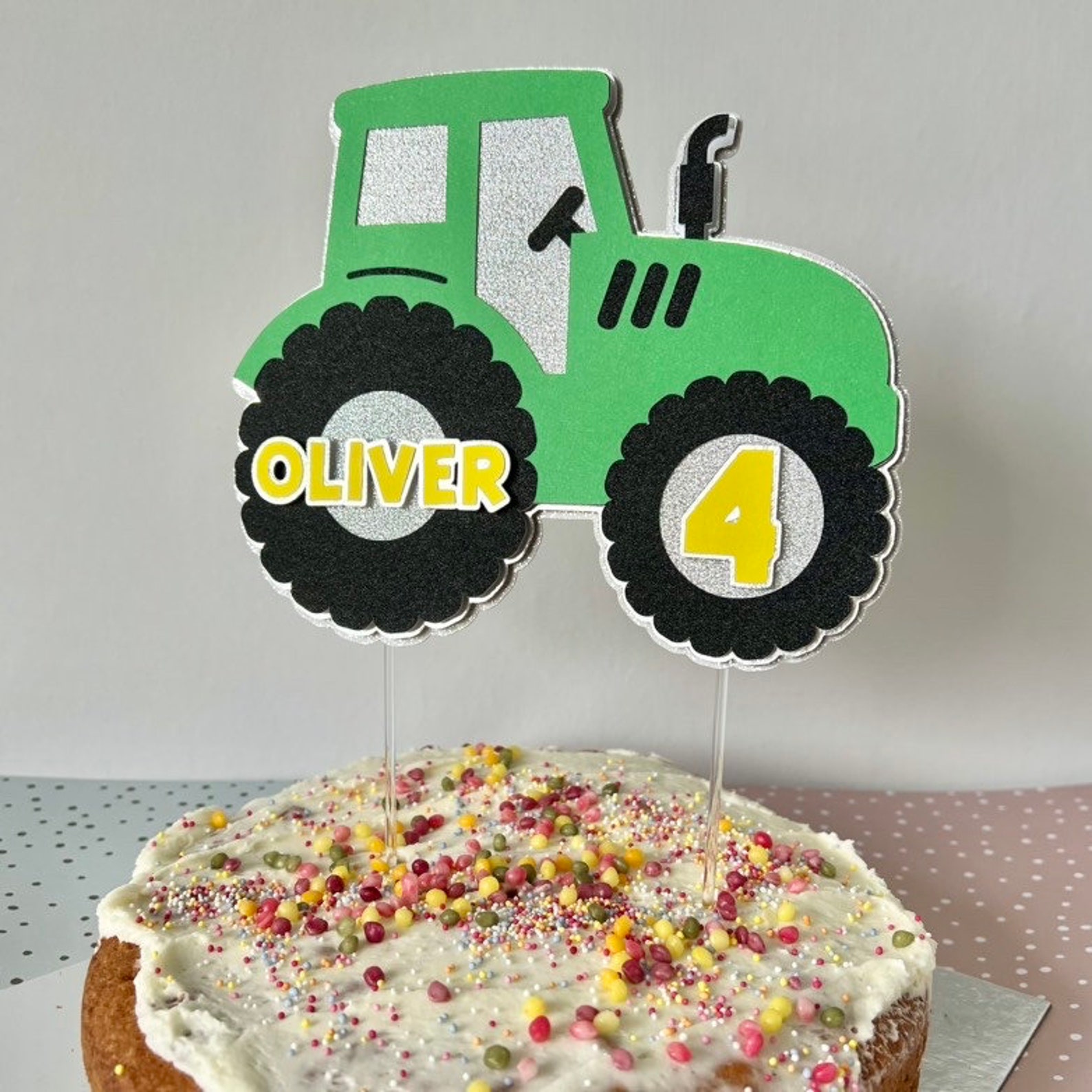 Personalised Tractor Cake Topper, Custom Farm Birthday Cake Decoration ...