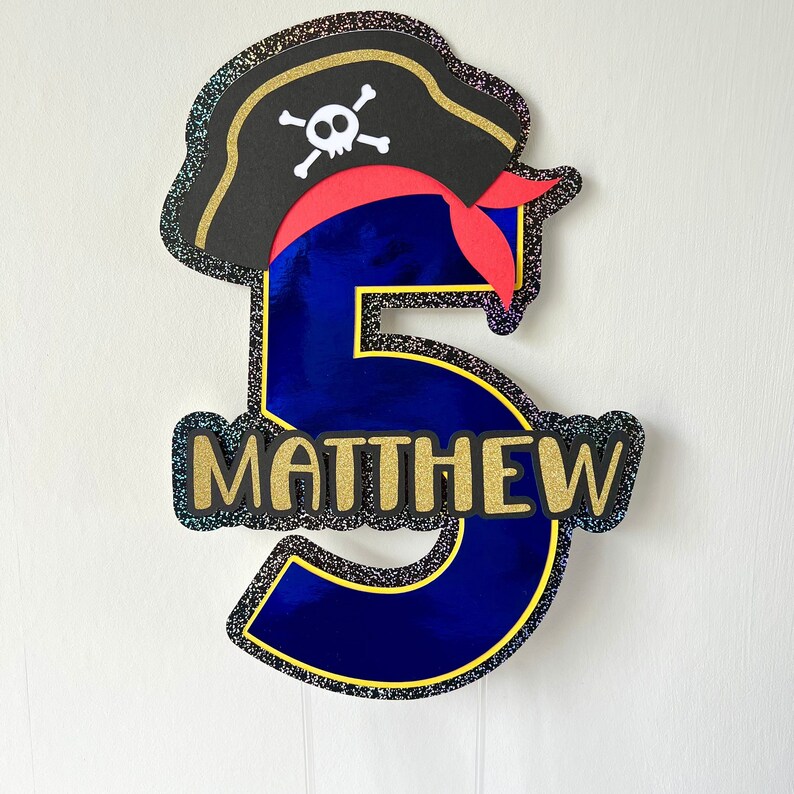 Pirate Theme Birthday Cake Topper Personalised, Any Name Any Age ...
