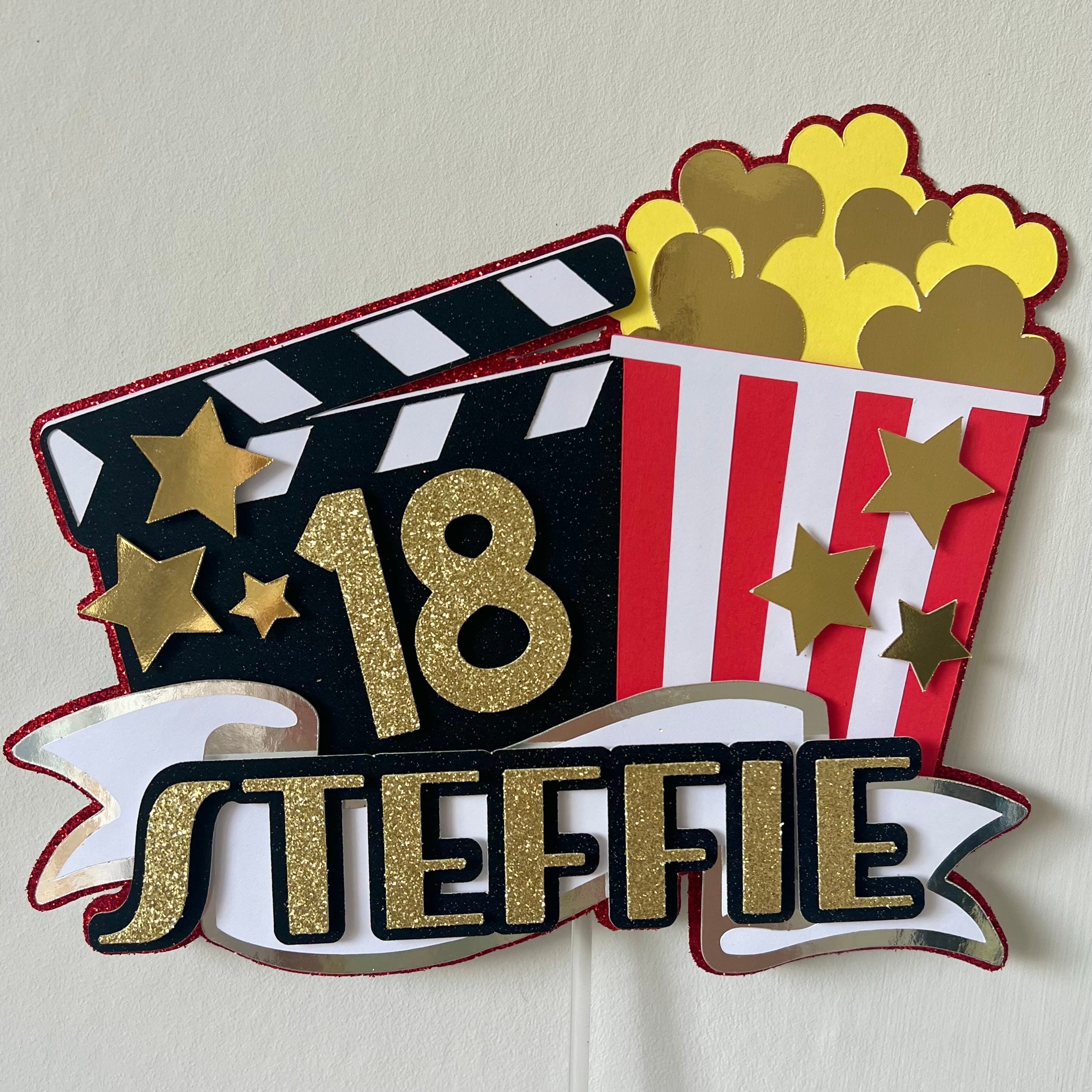 Personalised Movie Cake Topper With Custom Name and Age, Cinema Theme ...