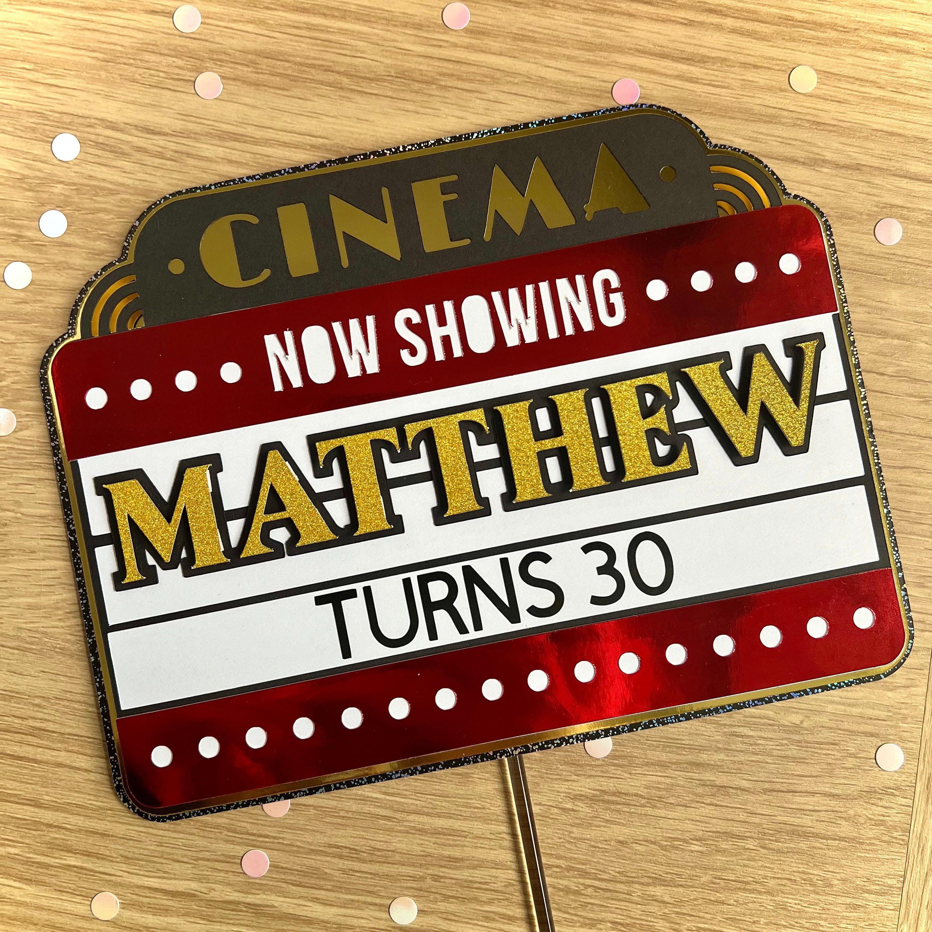 Movie Theme Birthday Cake Topper, Film Theme Personalised Custom Cake ...