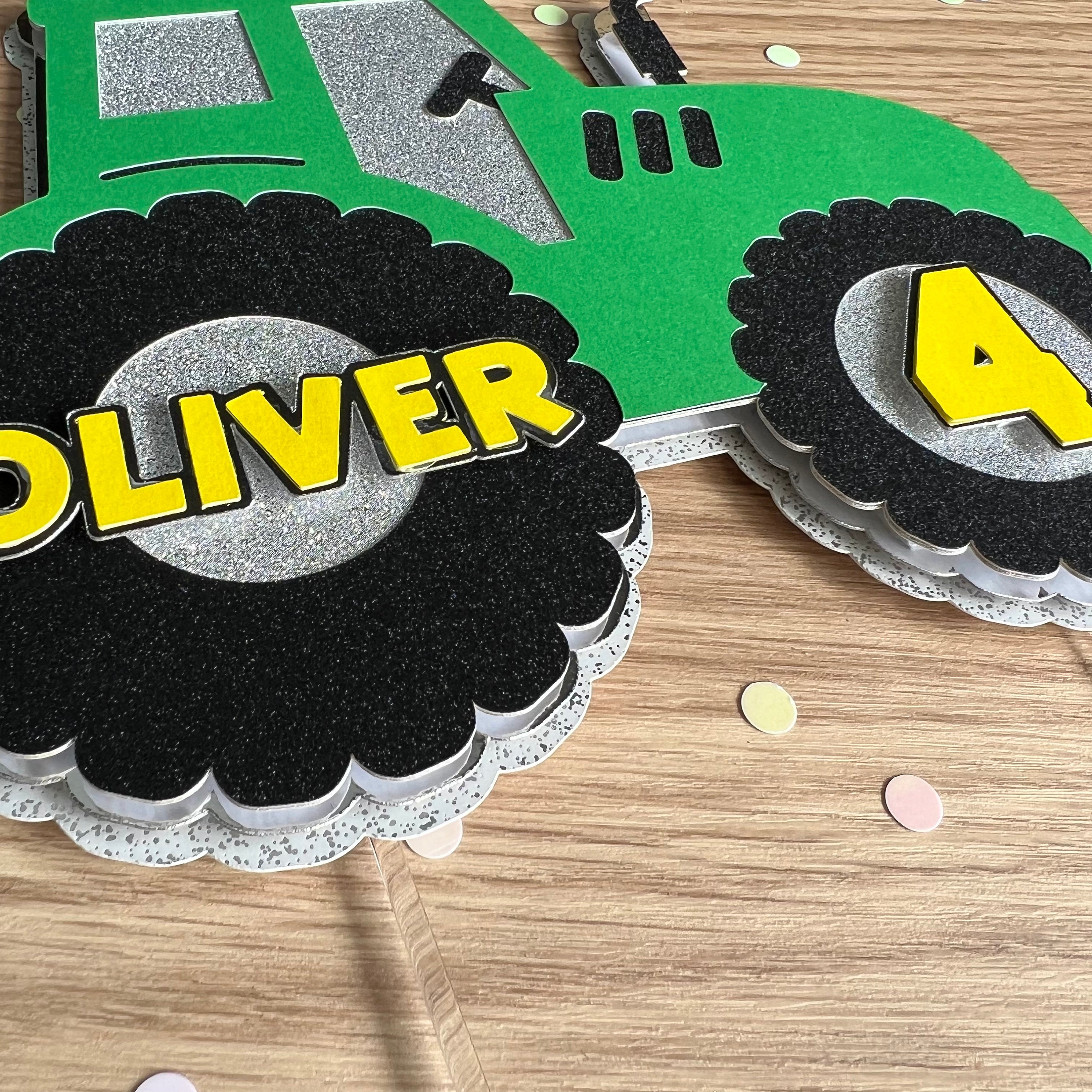 Personalised Tractor Cake Topper, Custom Farm Birthday Cake Decoration ...