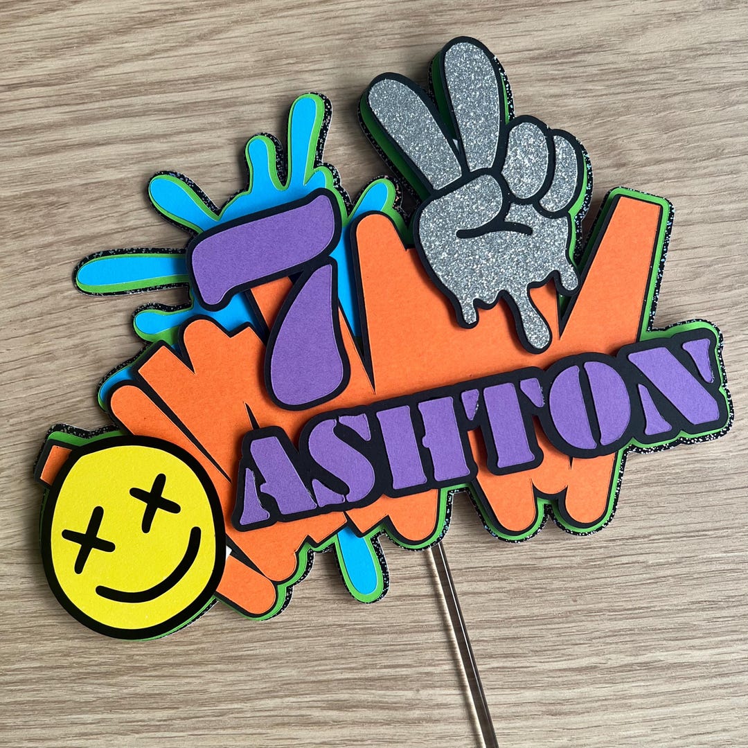 Personalised Graffiti Theme Cake Topper With Custom Name and Age ...